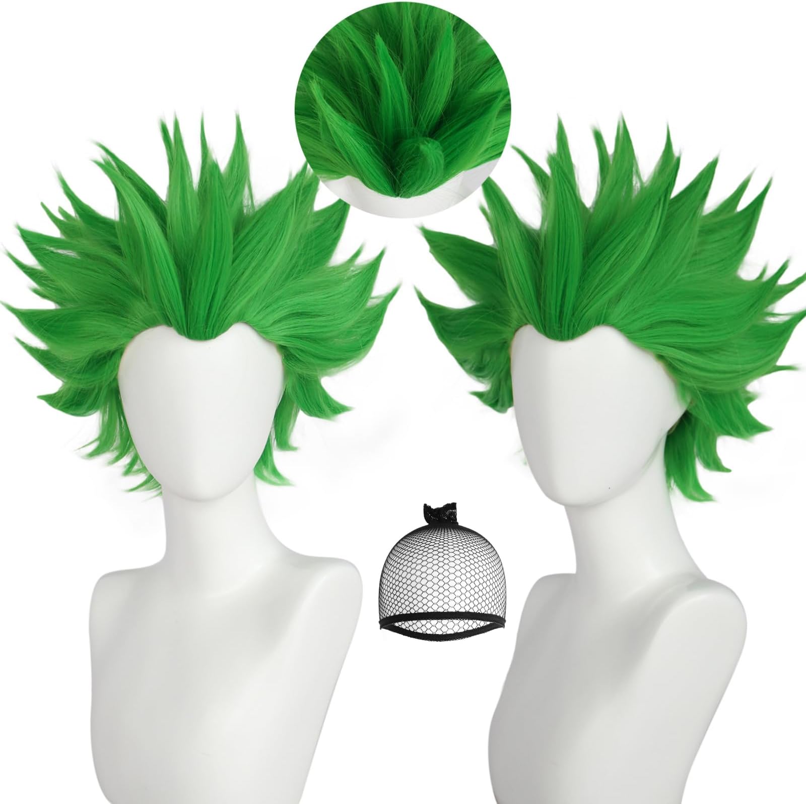 Amazon.com: JoneTing St Patrick's Day Green Spiky Wig【+Hair Cap】 Short ...