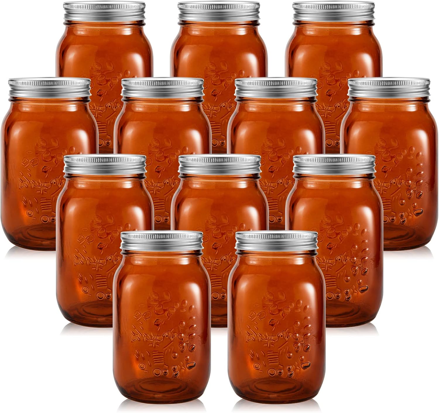 Amazon.com: 12 Pieces 32 oz Amber Mason Jars Colored Mason Jars Glass ...