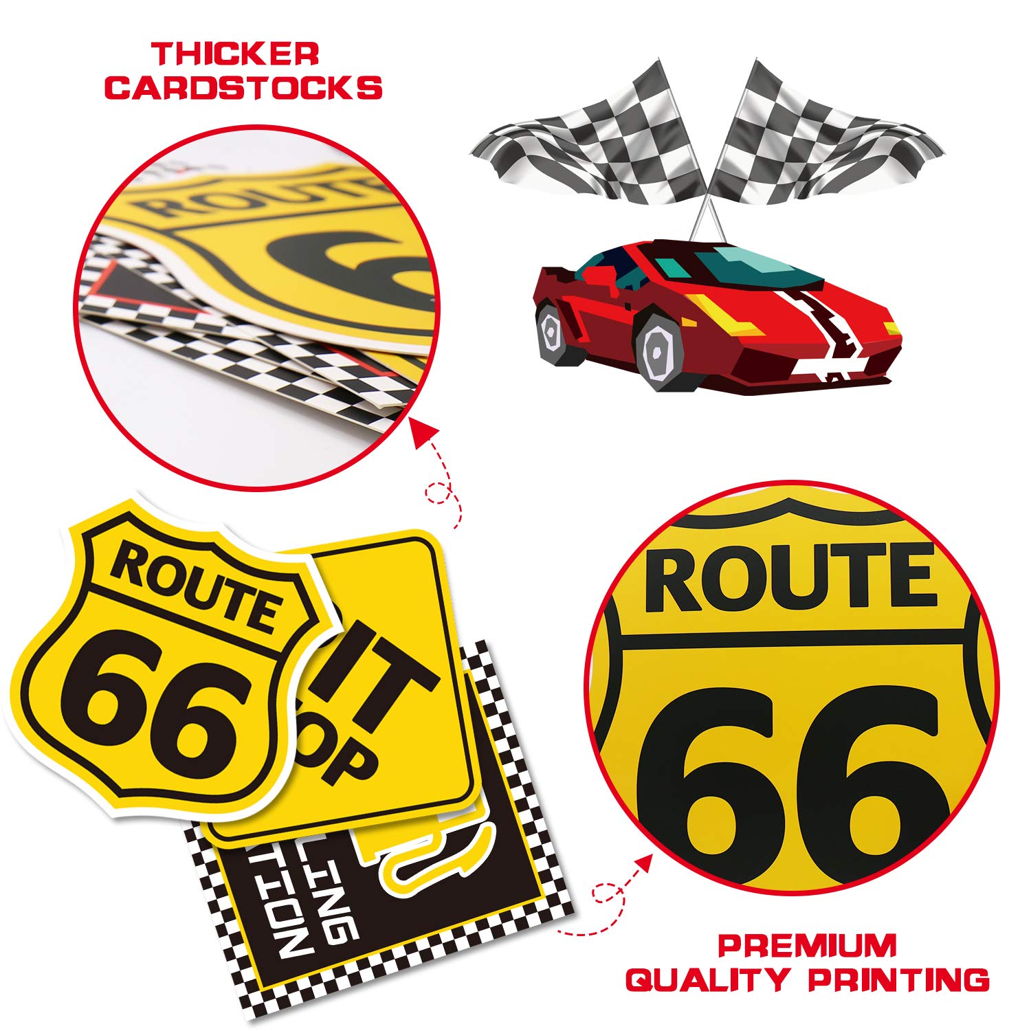 Huray Rayho Race Car Birthday Party Supplies Checkered Flags Racing ...