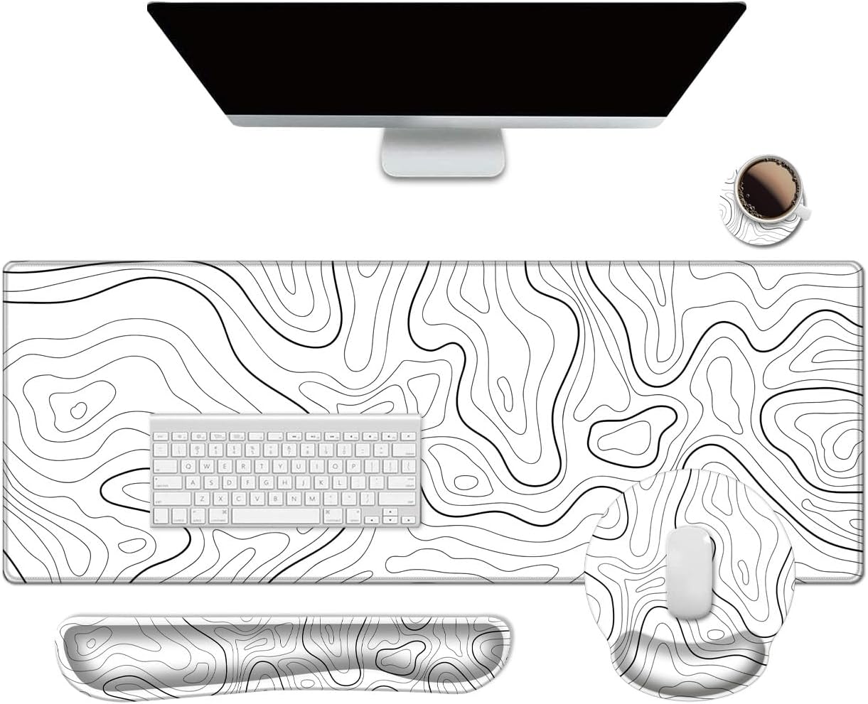 Amazon.com: Gaming Mouse Pad with Wrist Rest, Desk Mat, 4in1 XXL Large ...
