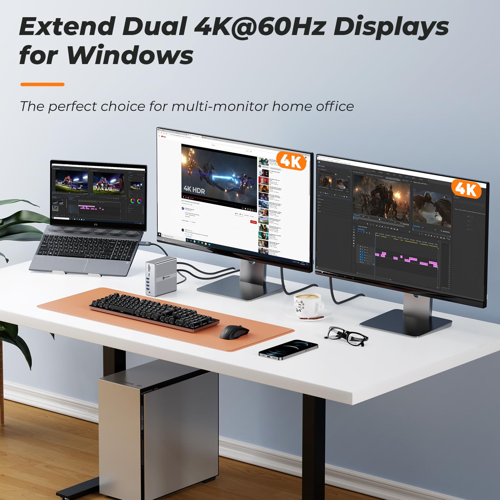 Snapklik.com : TobenONE DisplayLink Docking Station Dual Monitor ...