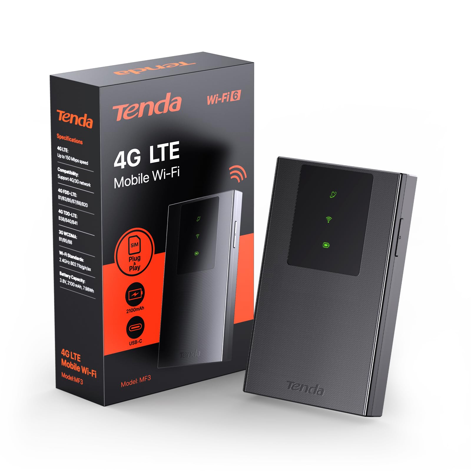 Tenda 4G Mobile WiFi Router - Portable Hotspot MiFi, CAT4 LTE 150Mbps ...
