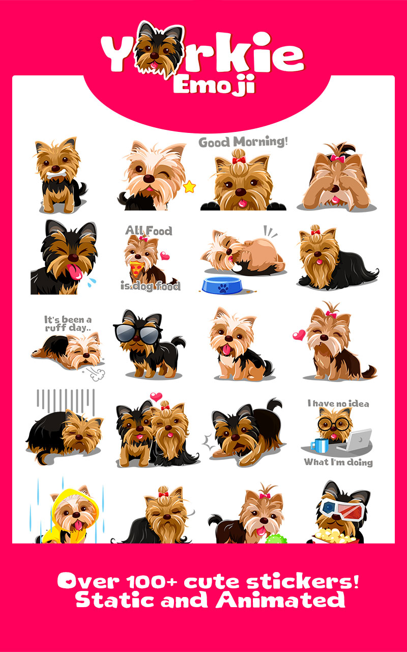Yorkshire Terrier Dog Emoji Stickers - Yorkie Keyboard App - App on ...