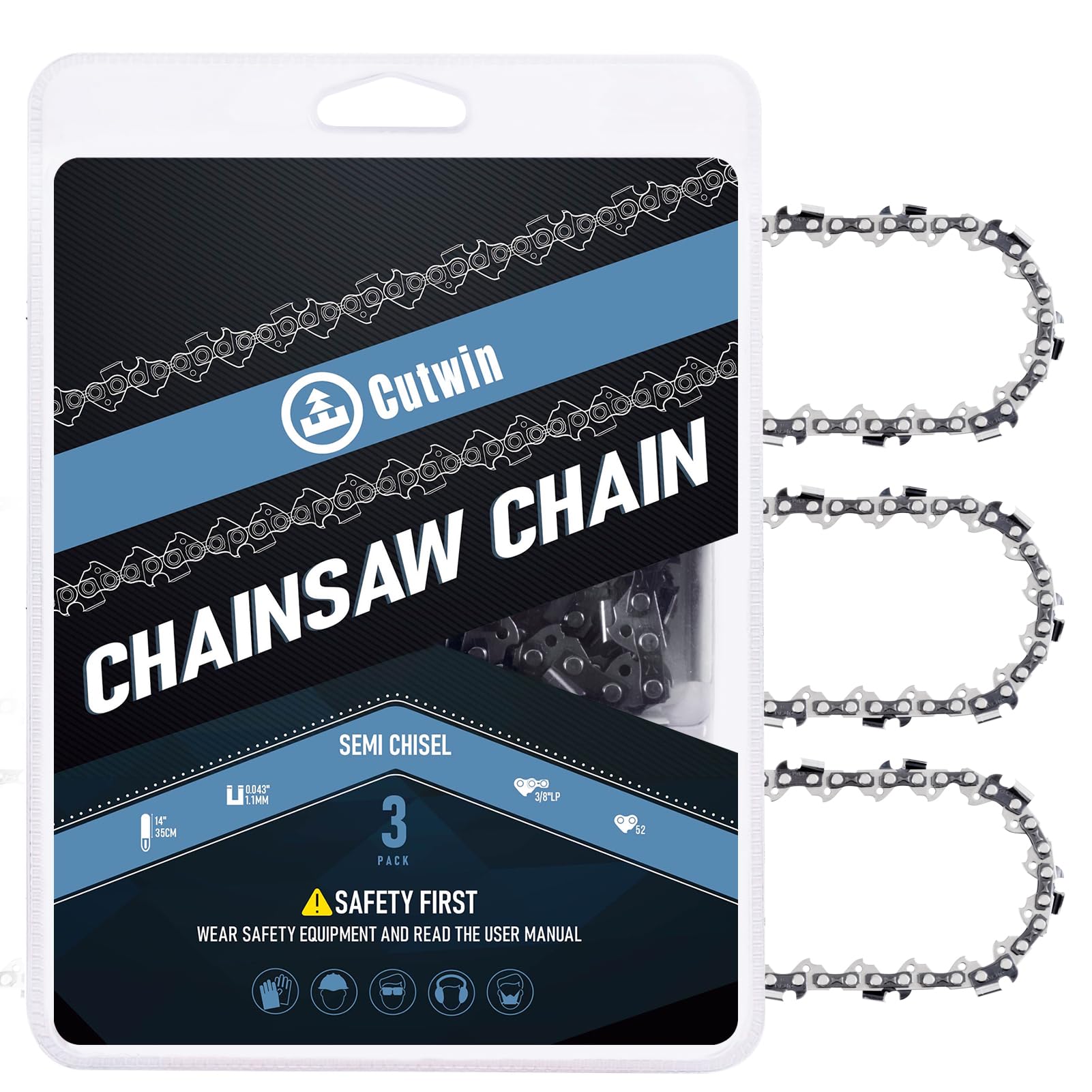 Snapklik.com : Cutwin 3 Pack 14 Inch Chainsaw Chain CW-R52 3/8 LP Pitch ...