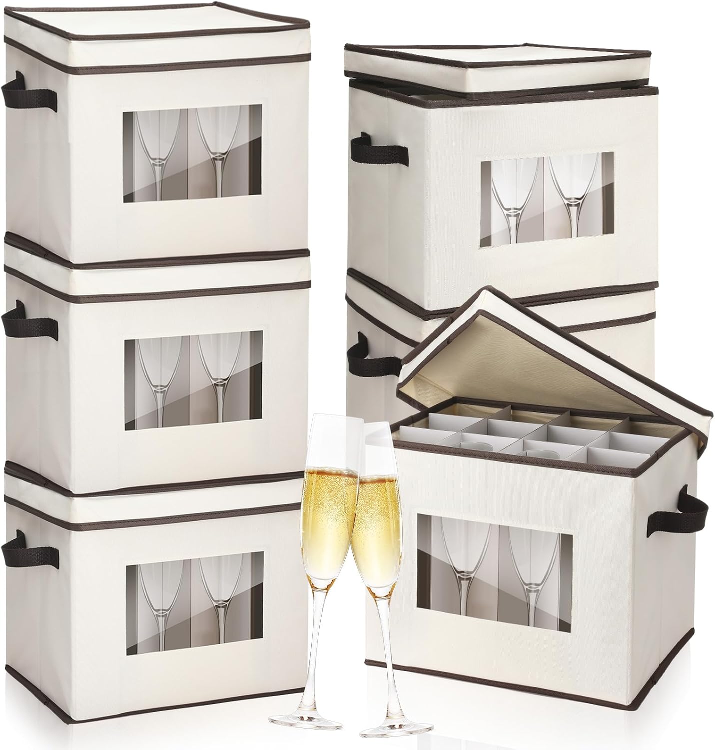 Amazon.com: Uiifan 6 Pack Stemware Storage Box Set with Dividers, 12 ...