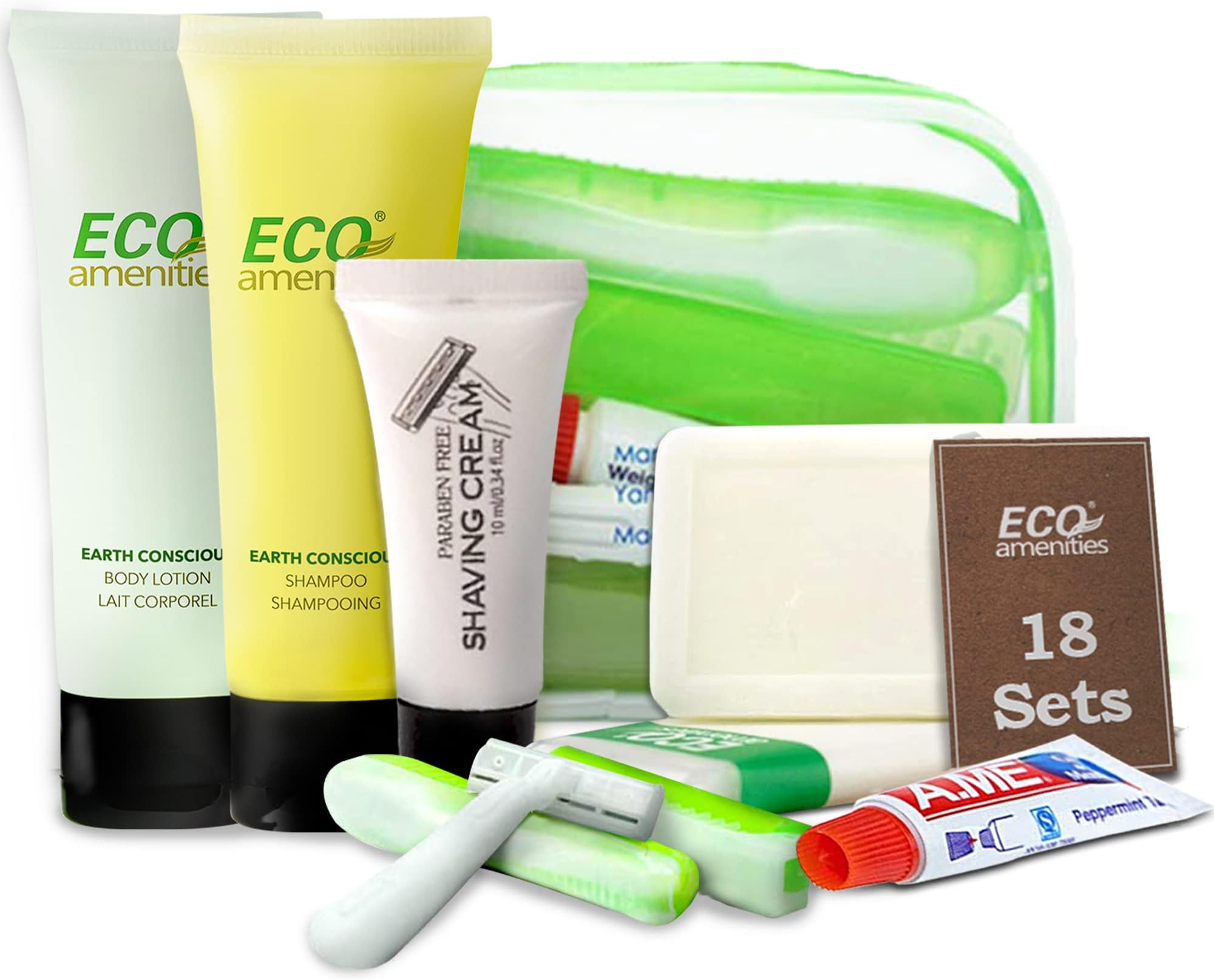 Amazon.com : ECO amenities 7-Piece All-in-Kit-Soap-Body Lotion-Shampoo ...