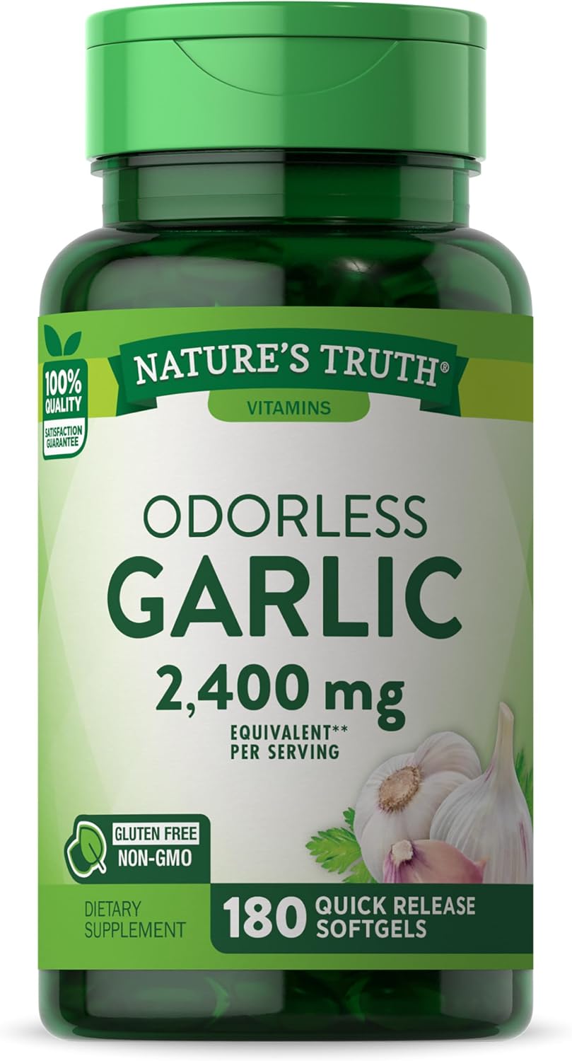 Amazon.com: Nature's Truth Odorless Garlic Softgels | 2400mg | 180 ...