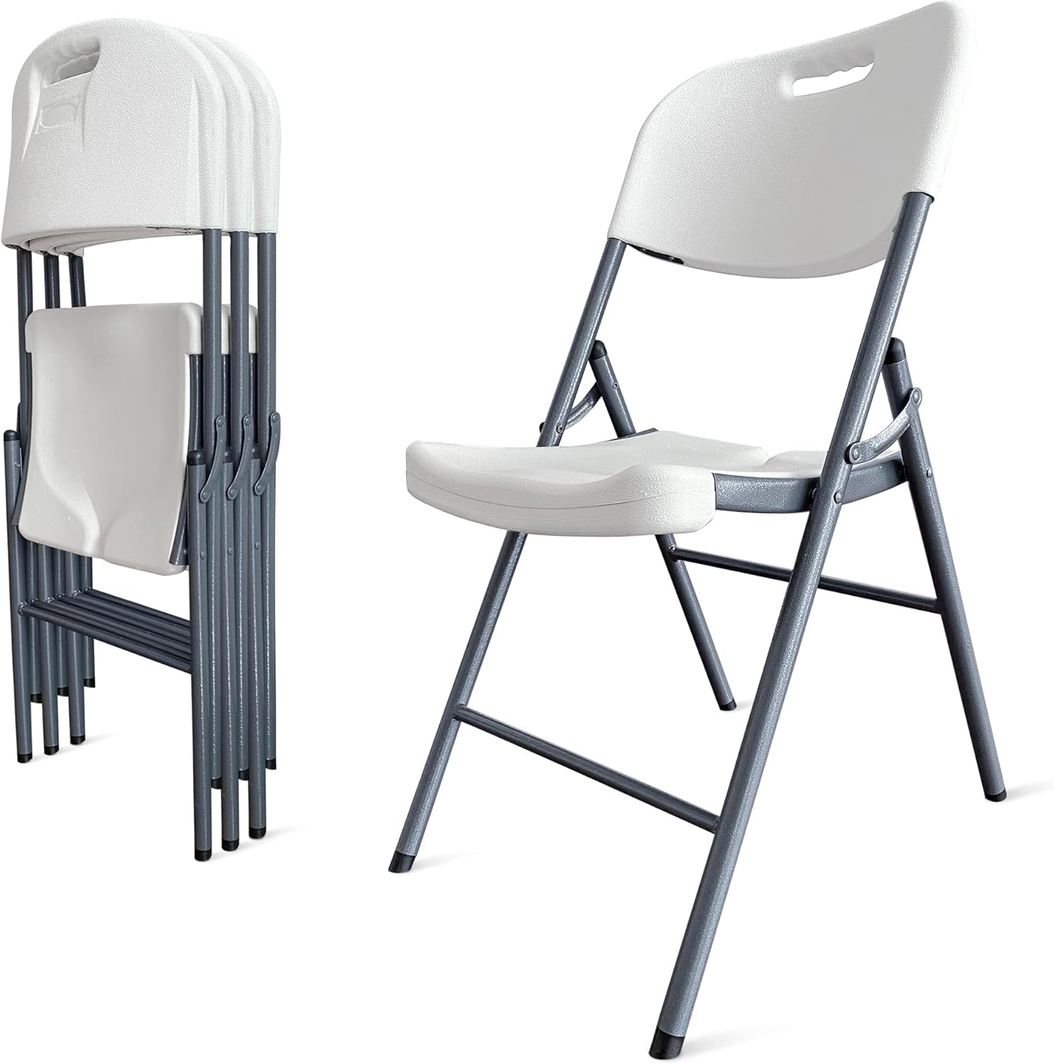 Amazon.com: White Folding Chairs 4 Pack, Portable Stackable Foldable ...