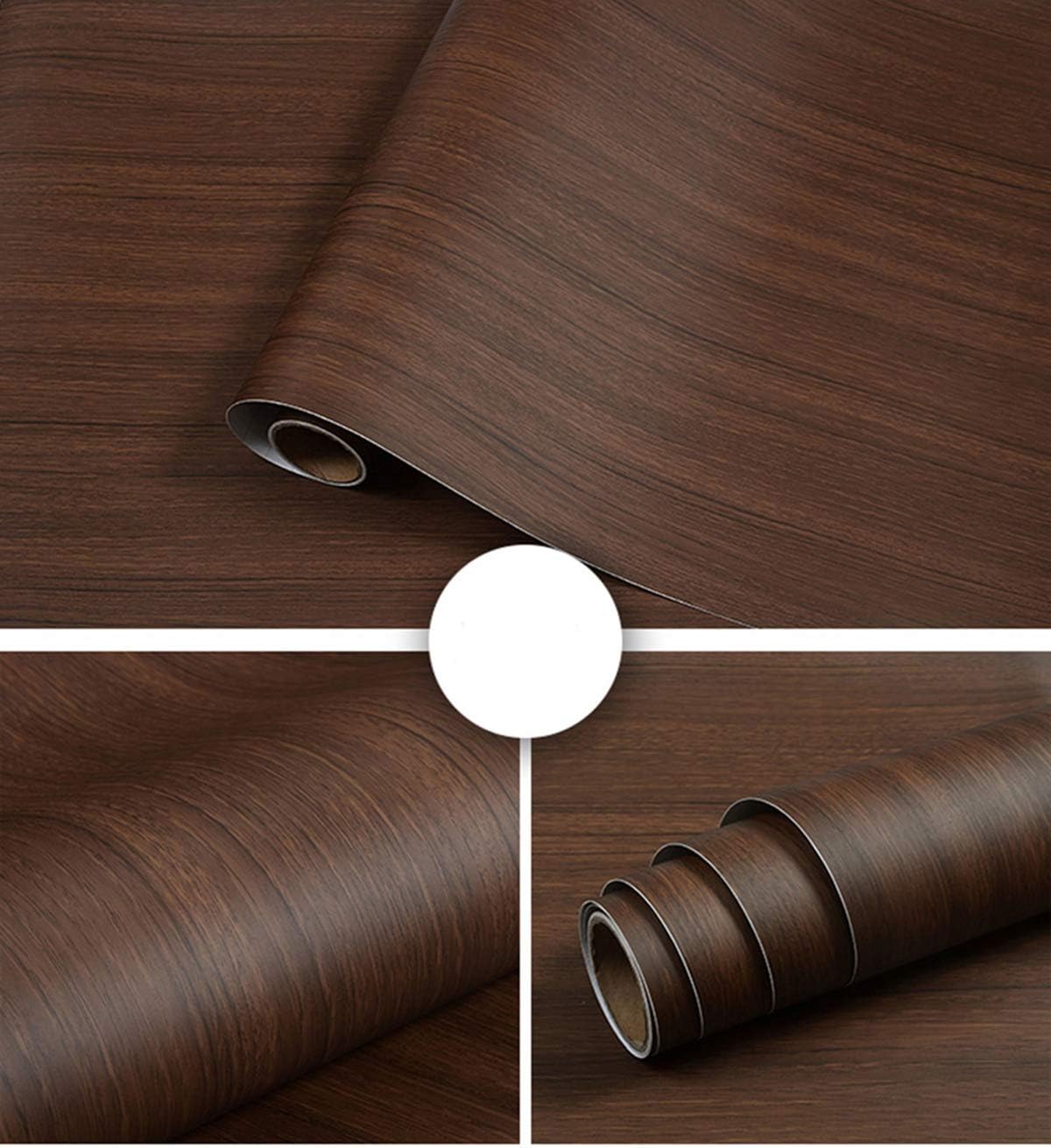Tinkei 197"X16" Walnut Wood Brown Contact Paper Self-Adhesive Removable ...