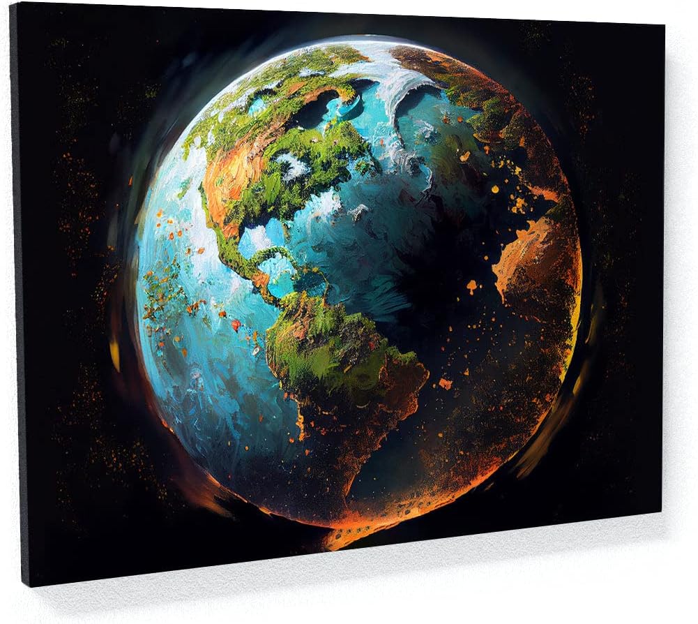 Amazon.com: Sense Canvas Earth Planet 5 Canvas Art - Home Decor Wall ...