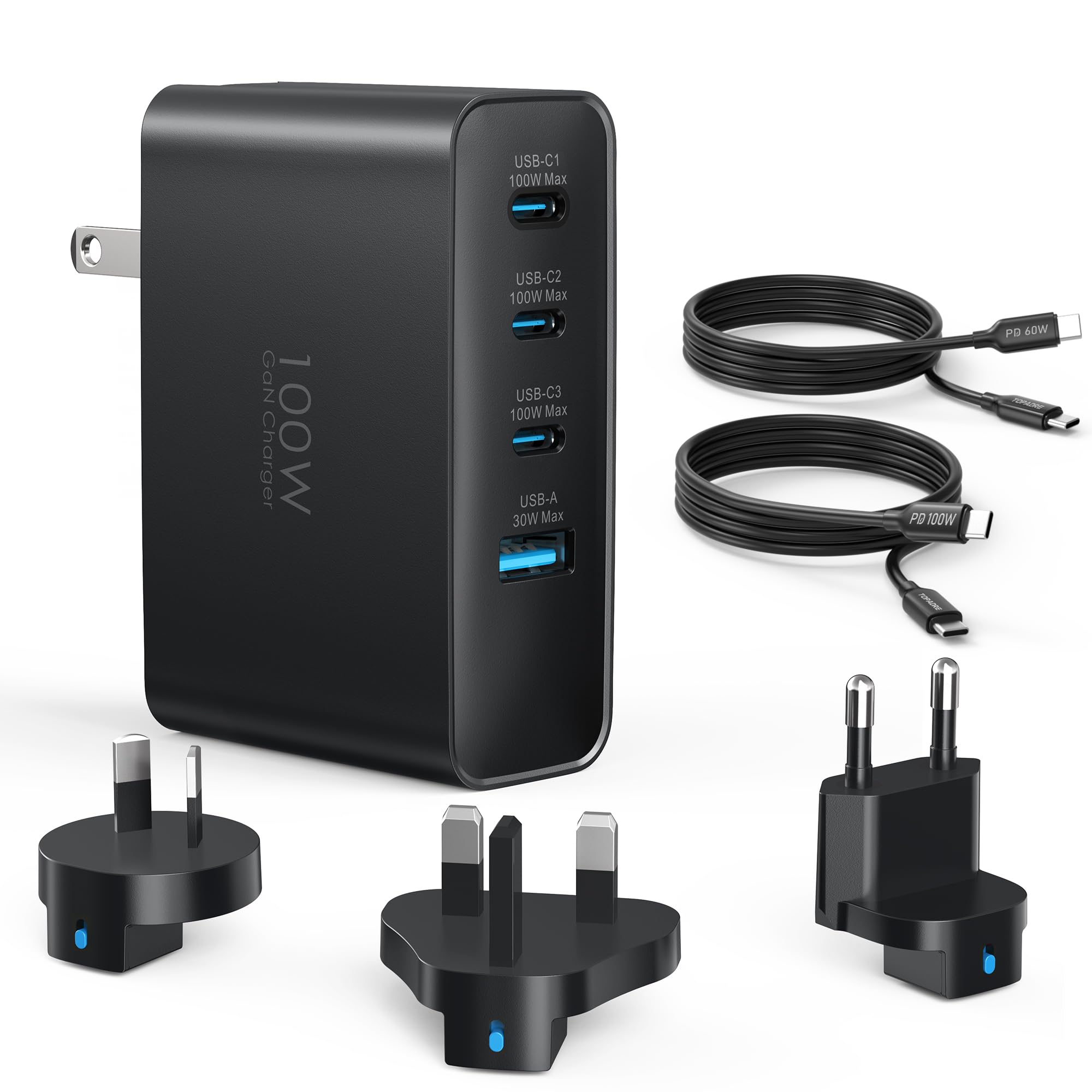 Amazon.com: Topadre 100W USB C Travel Charger, 4-Ports Foldable Travel ...