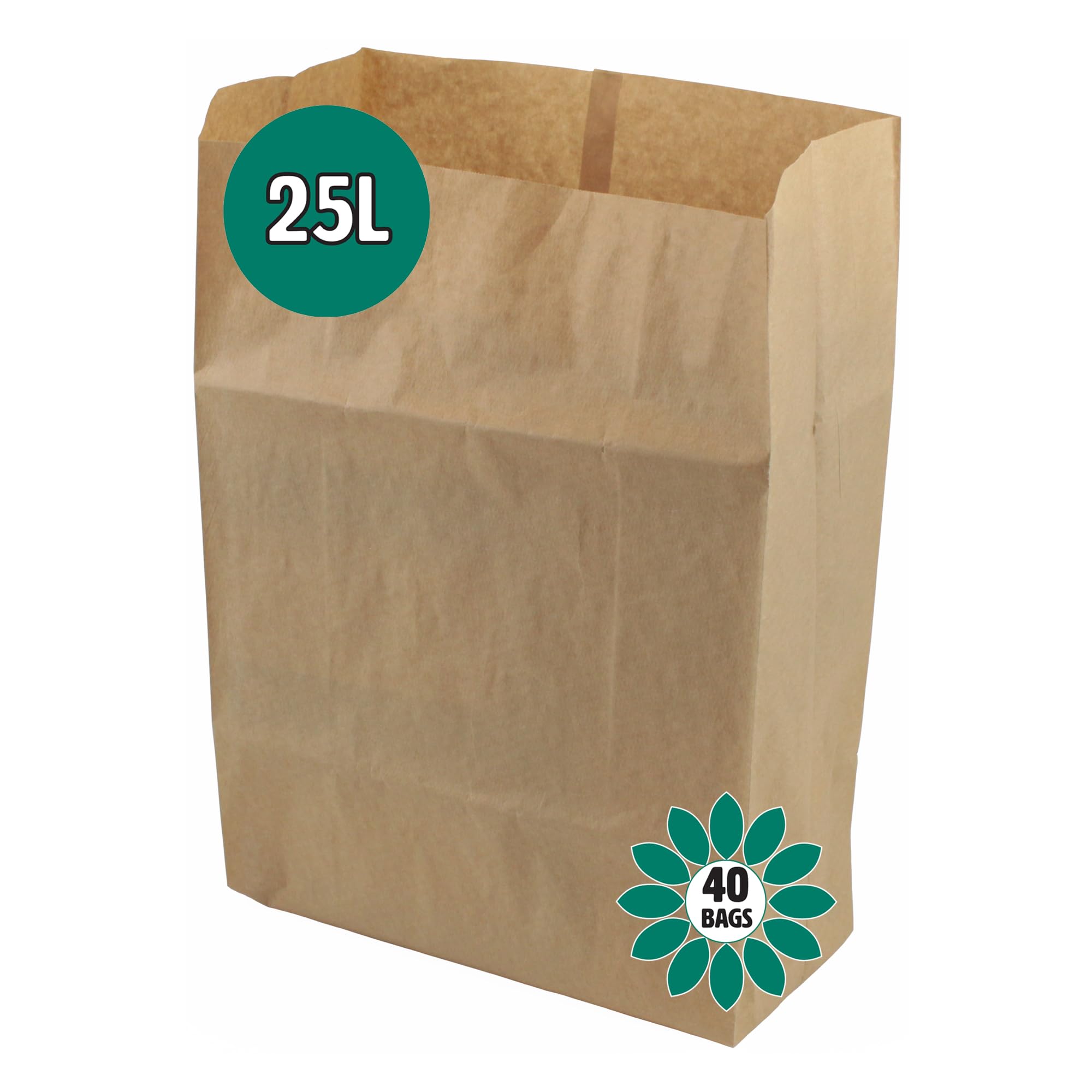 25 Litre x 40 Paper Compostable Bags Kitchen Caddy Liners - Food Waste ...