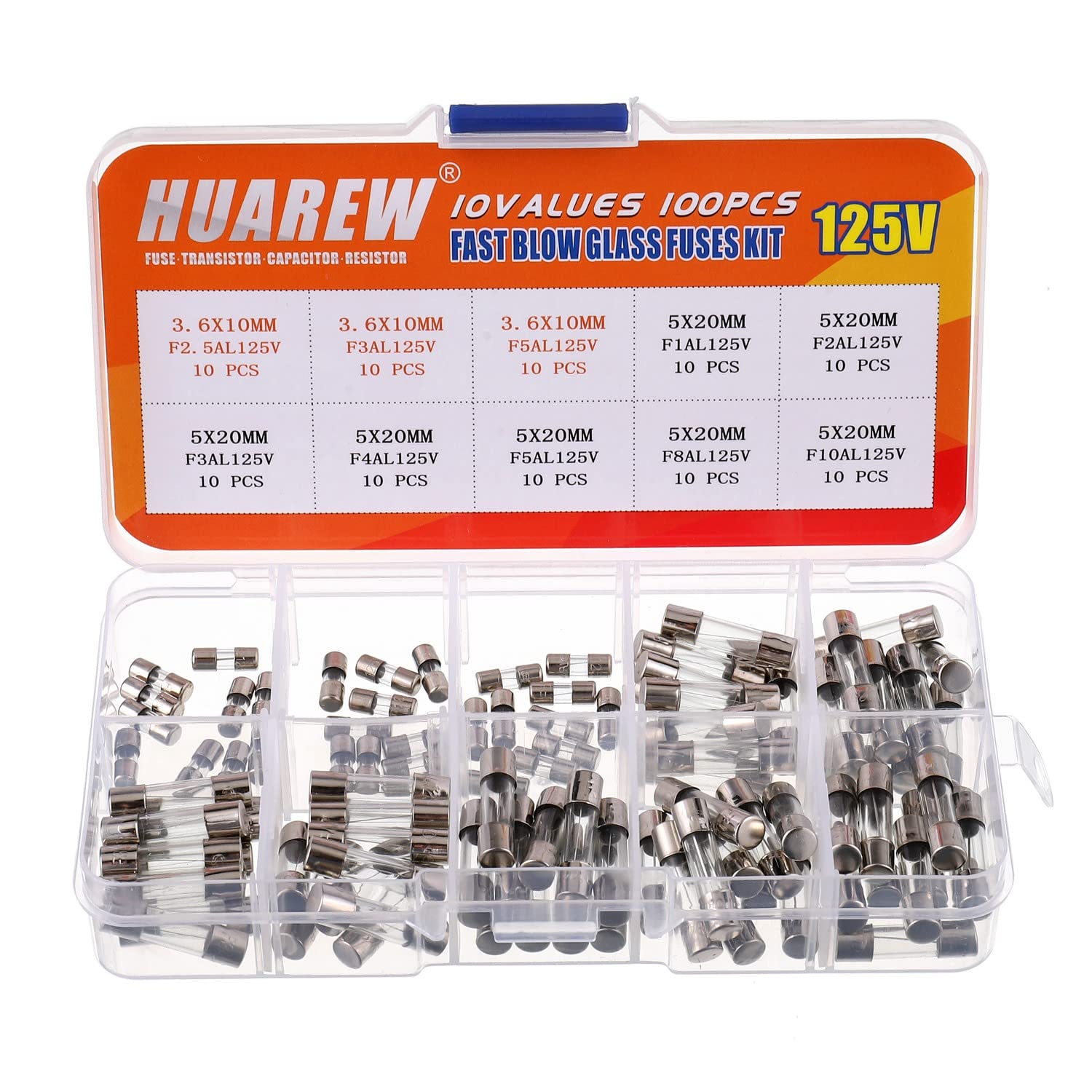 HUAREW Christmas Light Fuse 125V Volt 5x20 mm 1A 2A 3A 4A 5A 8A 10A ...