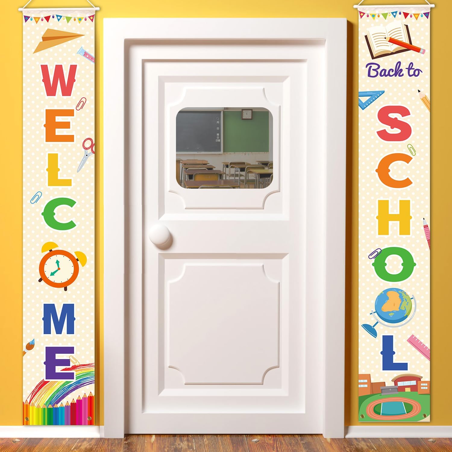 Amazon.com: Welcome School Porch Banner, First Day Of School Porch Sign ...