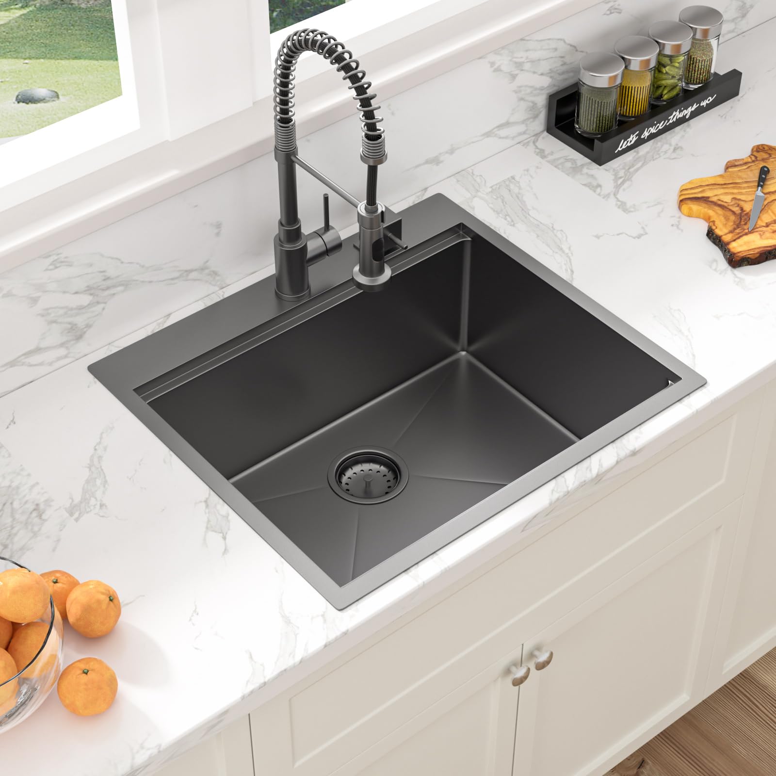 Snapklik.com : 28 Black Kitchen Sink Drop In - 28 X22 Inch Topmount ...