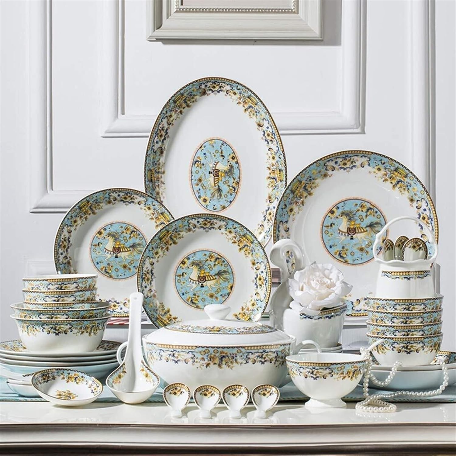 Amazon.com | Ceramics Dinnerware Set with 48-Piece,Bowl/Stockpot/Dish ...