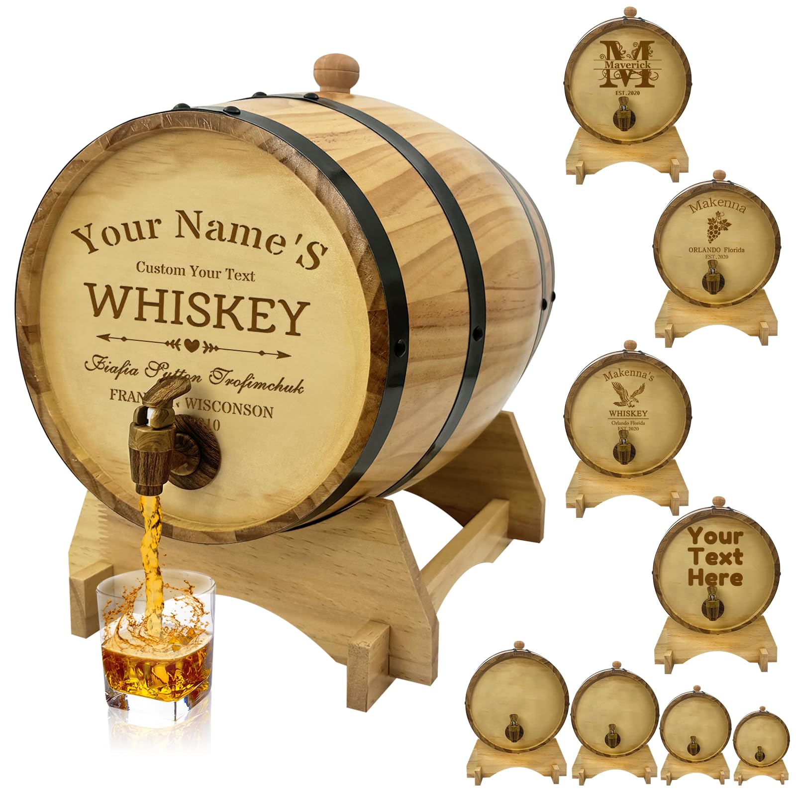 Amazon.com: Custom Whiskey Barrel Personalized Burbon Barrel Oak ...
