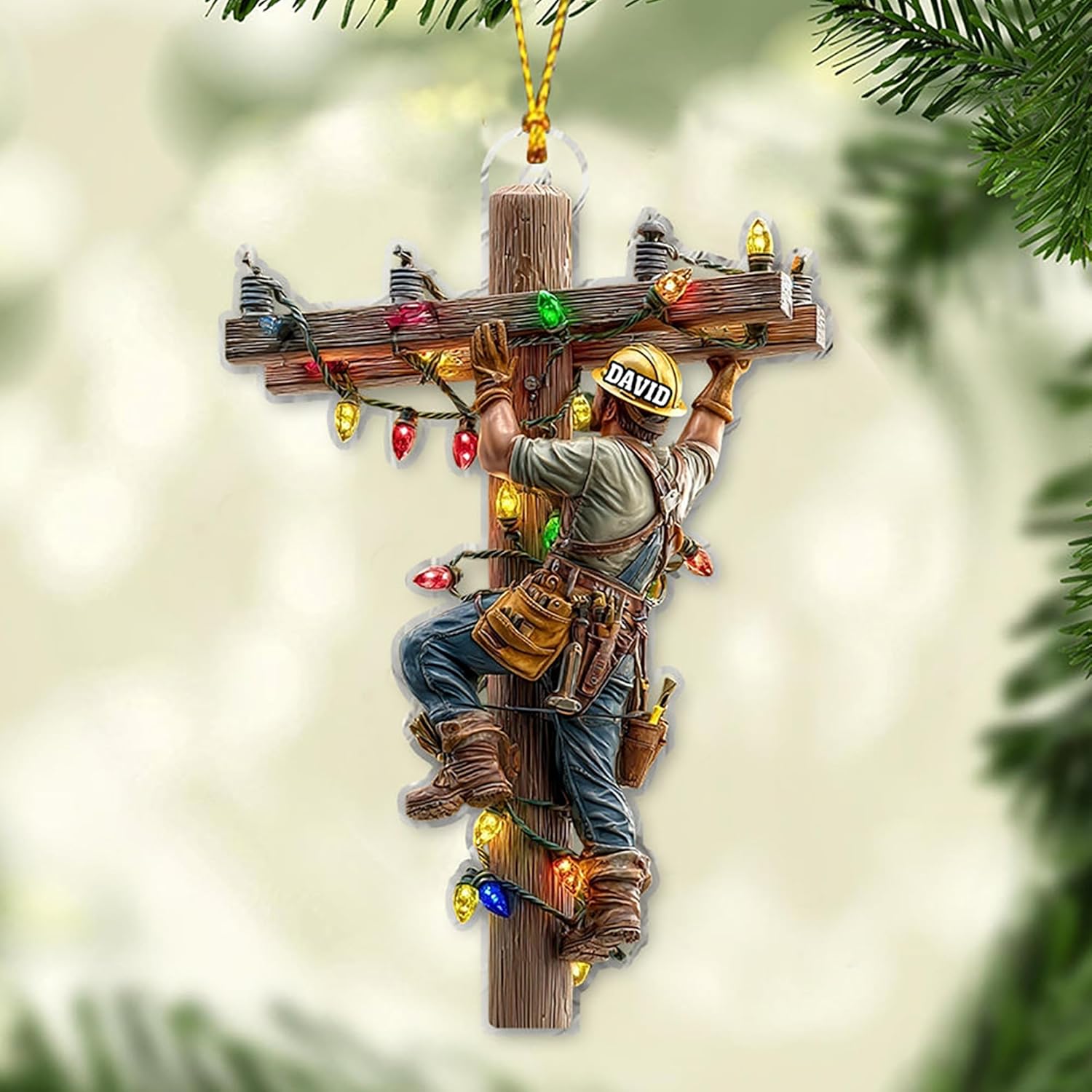 Amazon.com: Personalized Lineman Ornament, Custom Christmas Tree ...