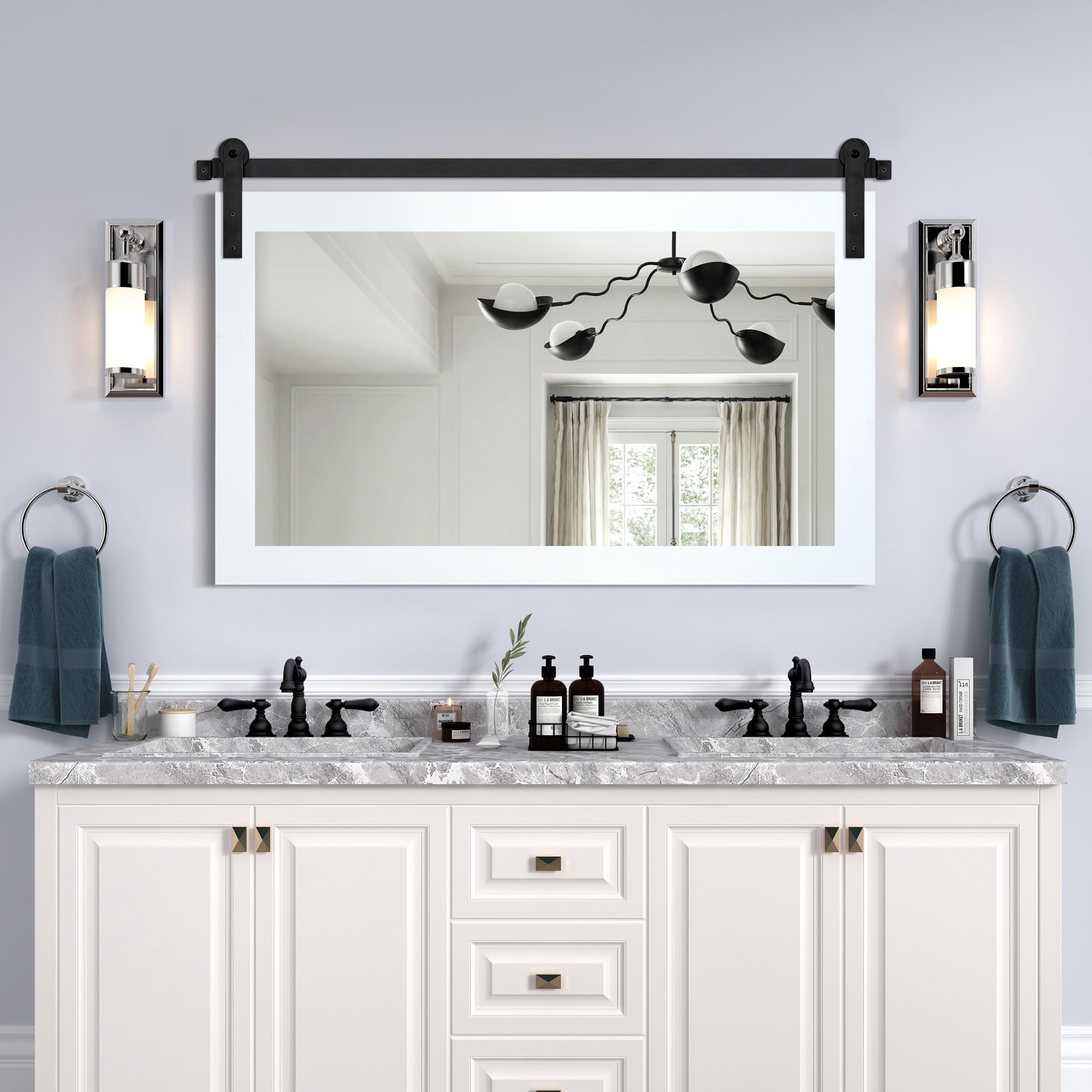 Amazon.com: COGOOD Farmhouse Bathroom Mirror - 41" x 30" Rustic Barn ...