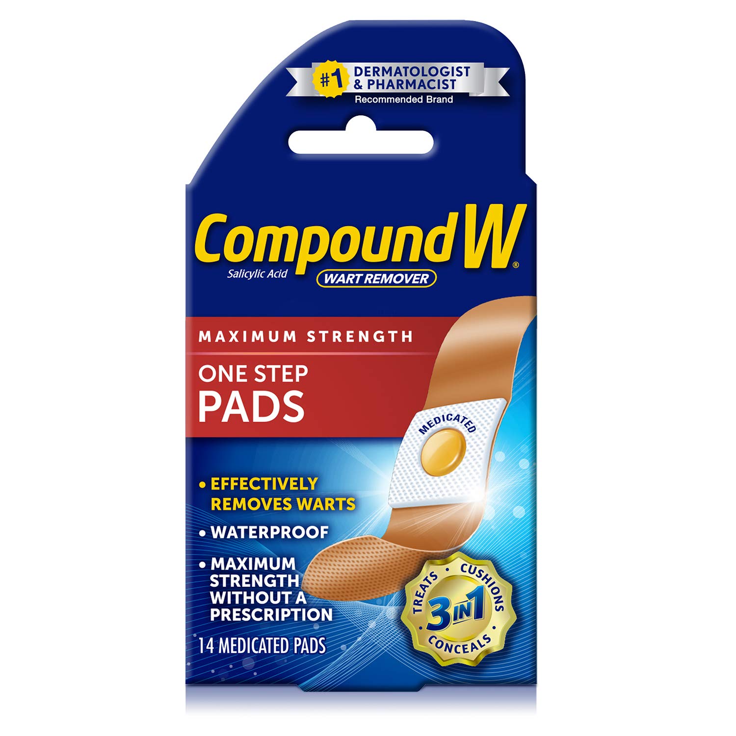 Buy Compound W Wart Remover Maximum Strength One Step Pads Pack of 14 ...