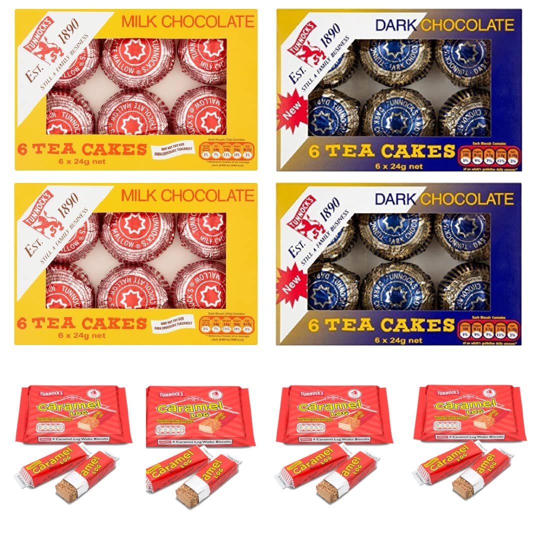 Amazon.com : Tunnock's Milk Chocolate Tea Cakes 6pk x 2 + Tunnocks Dark ...