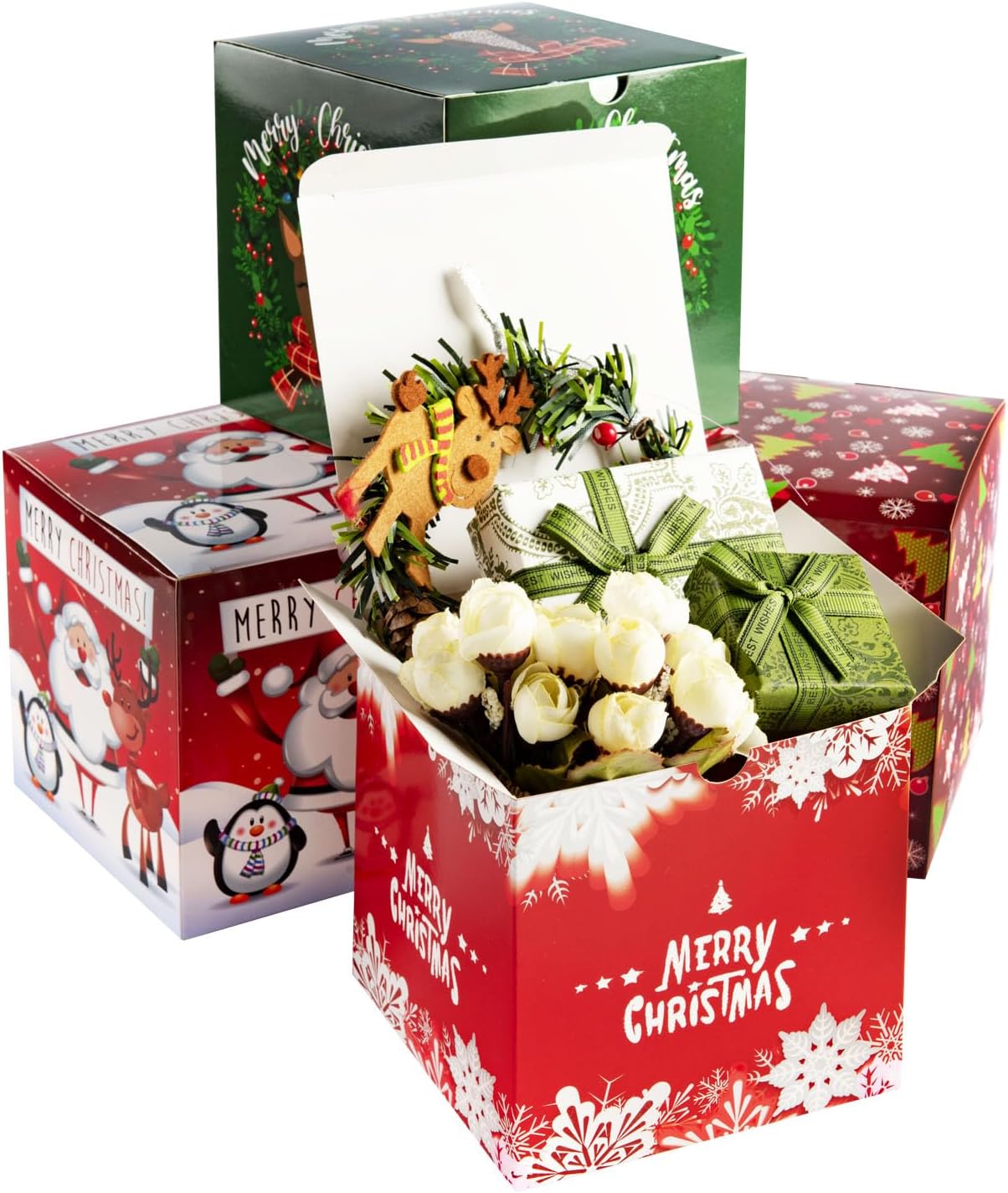 Amazon.com: Frantis 20 Pack Stackable Christmas Gift Boxes, 5x5x5 ...