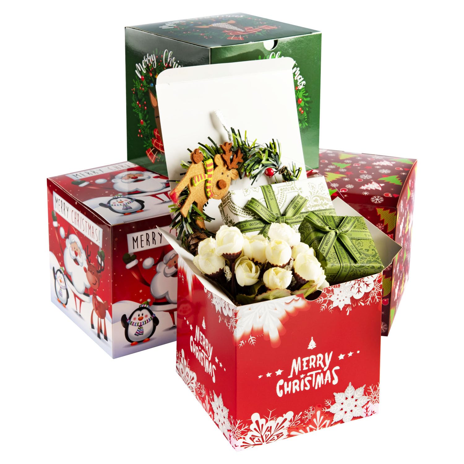 Amazon.com: Frantis 20 Pack Stackable Christmas Gift Boxes, 5x5x5 ...