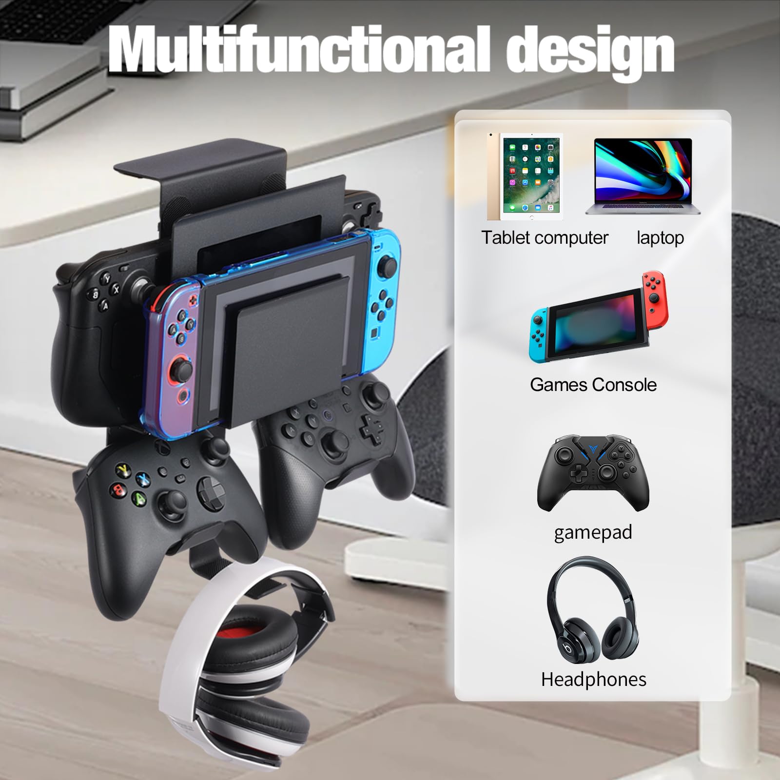 Snapklik.com : MILEGI 5 In 1 Controller Headset Holder Under Desk ...