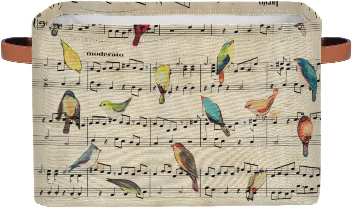 Amazon.com: Funky Qiu Music Score Note Storage Basket Bin Colorful Bird ...