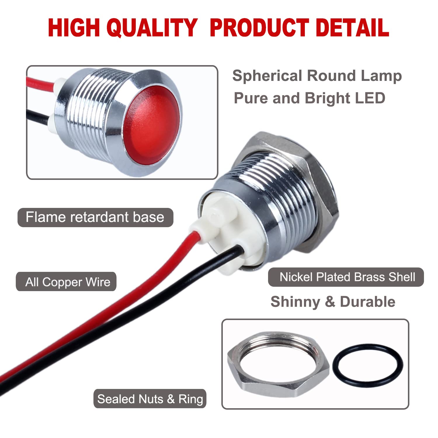 Snapklik.com : DMWD 2Pcs 12mm 12V-24V 20mA Metal Energy Saving LED ...