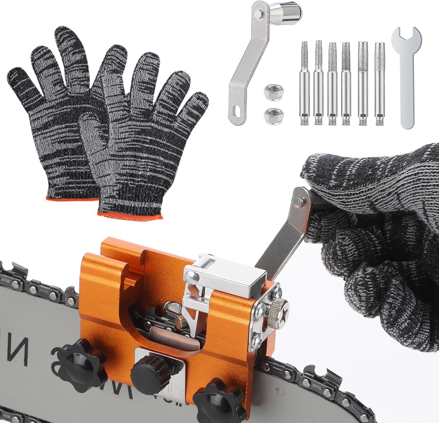 Senprity Chainsaw Sharpener, Chainsaw Sharpener Kit with Gloves and 6 ...