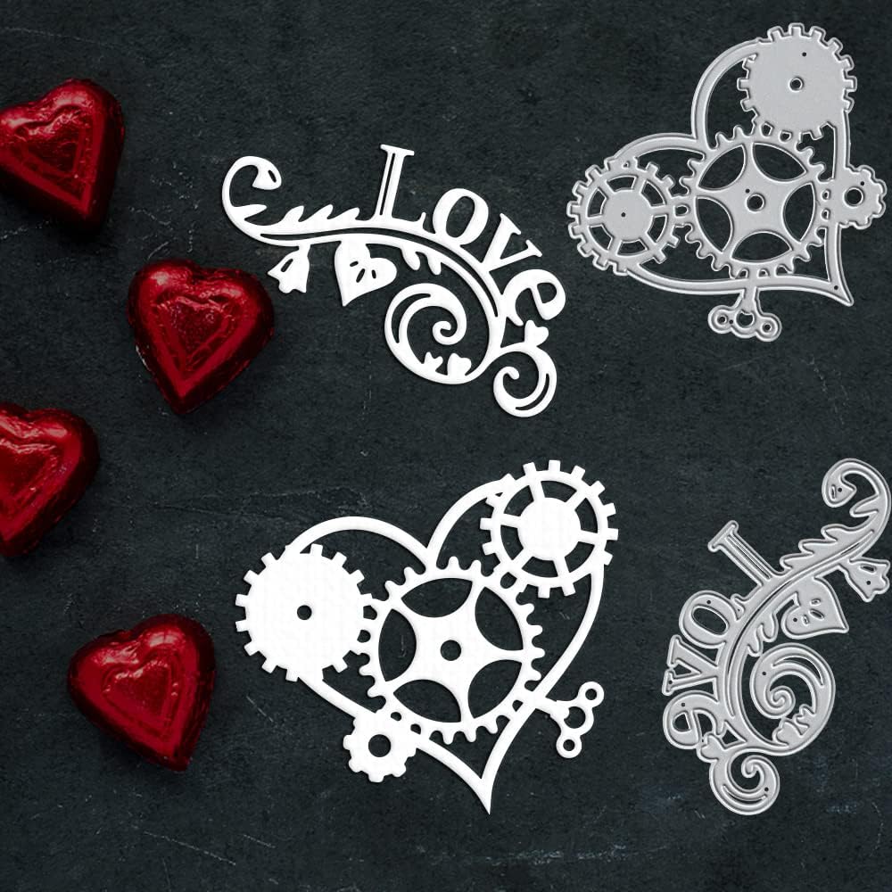 Buy Hying Valentine's Day Gear Heart Frame Cutting Dies for Card Making ...