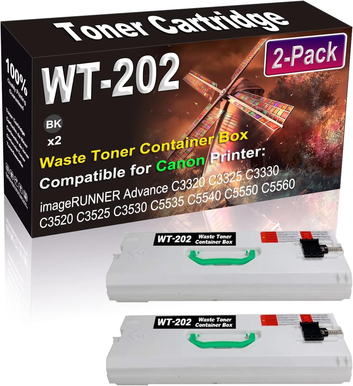 Amazon.com: 2-Pack (Black) Compatible High Yield WT-202 WT202 Waste ...