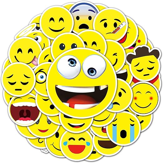 Amazon.com: 50Pcs Smile Face Stickers - Yellow Smiley Emoticon Sticker ...