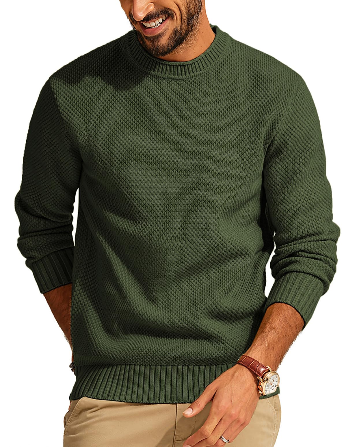PJ PAUL JONES Men's Crewneck Pullover Sweater Casual Thick Weave ...