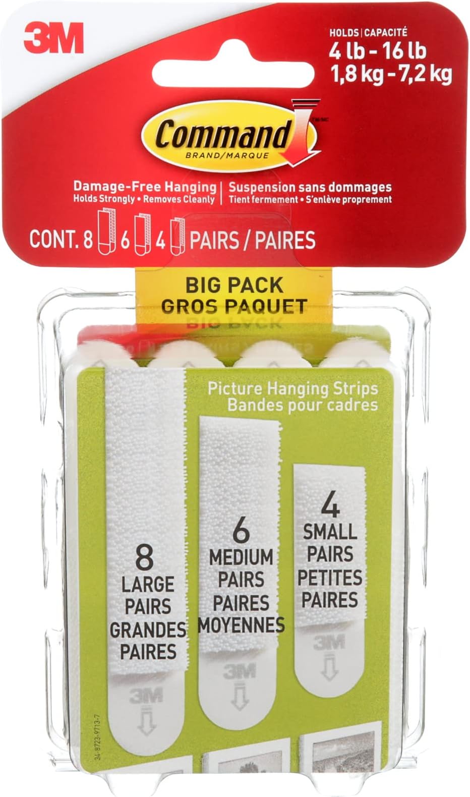 Amazon.com: Command Indoor Picture Hanging Strips 34 Large Pairs, 68 ...