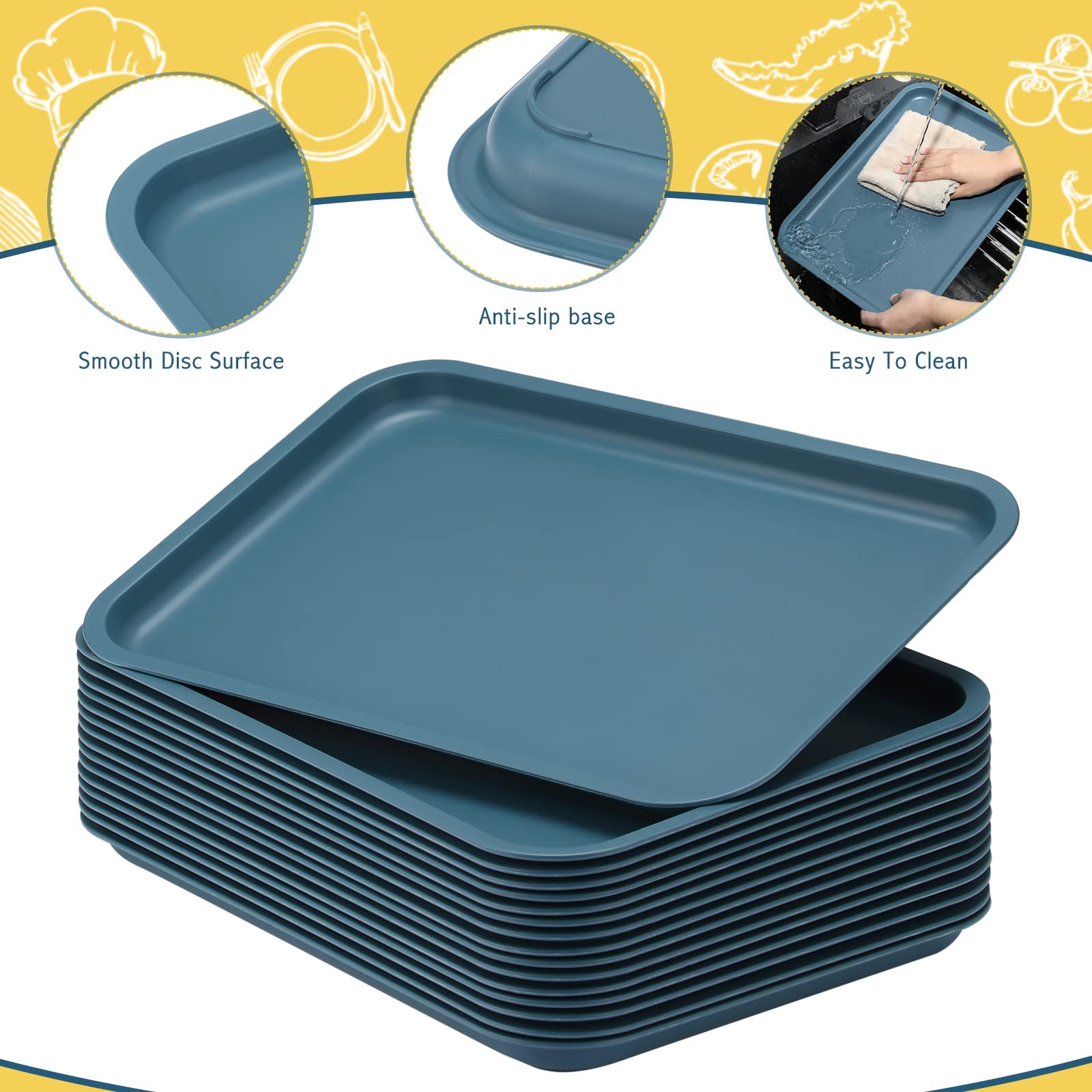 Snapklik.com : Maxdot 40 Pcs Cafeteria Trays, 9" X 12" Plastic Fast ...