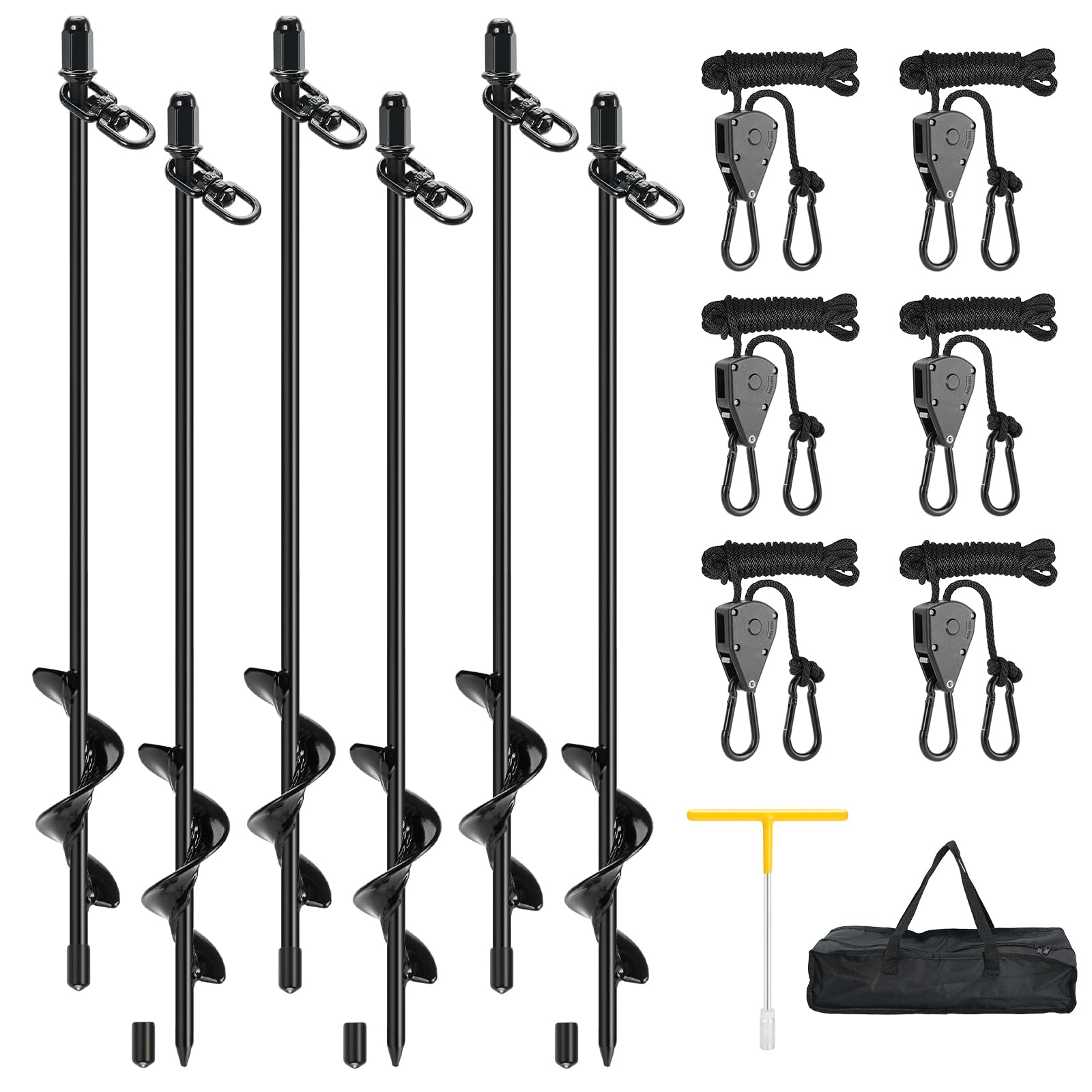 Amazon.com : Tent Stakes, 6 Pack 17.7" Screw in Tent Stakes Heavy Duty ...