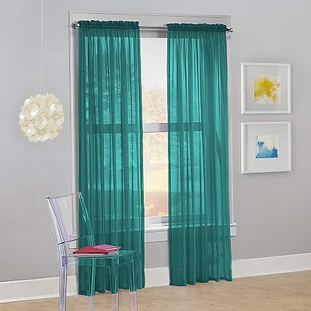 Amazon.com: Decotex Set of 2 Sheer Voile Transparent Window Panel ...