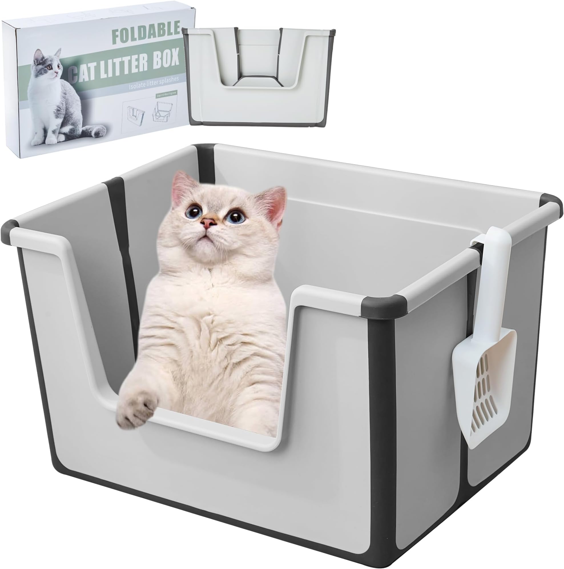 Amazon.com: Cat Litter Box for Travel, 18"×14" Grey Small Litter Box ...