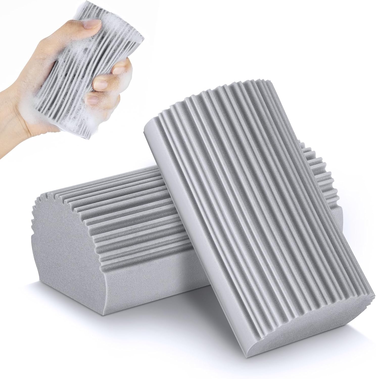 YFUIF 2-Pack Damp Duster, Magic Cleaning Sponge Baseboard Cleaner Tool ...