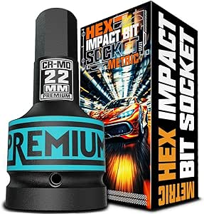Aiourx 1 Inch Drive H22 (22 mm) Hex Impact Socket, Metric Allen Bit ...