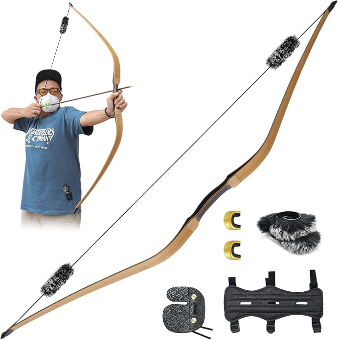 Amazon.com : 58" Black Hunter Longbow for Adults Wooden and Bamboo One ...