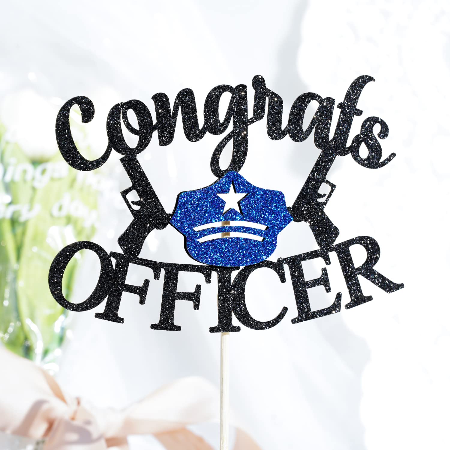 Snapklik.com : Black Glitter Congrats Officer Cake Topper - Officer ...
