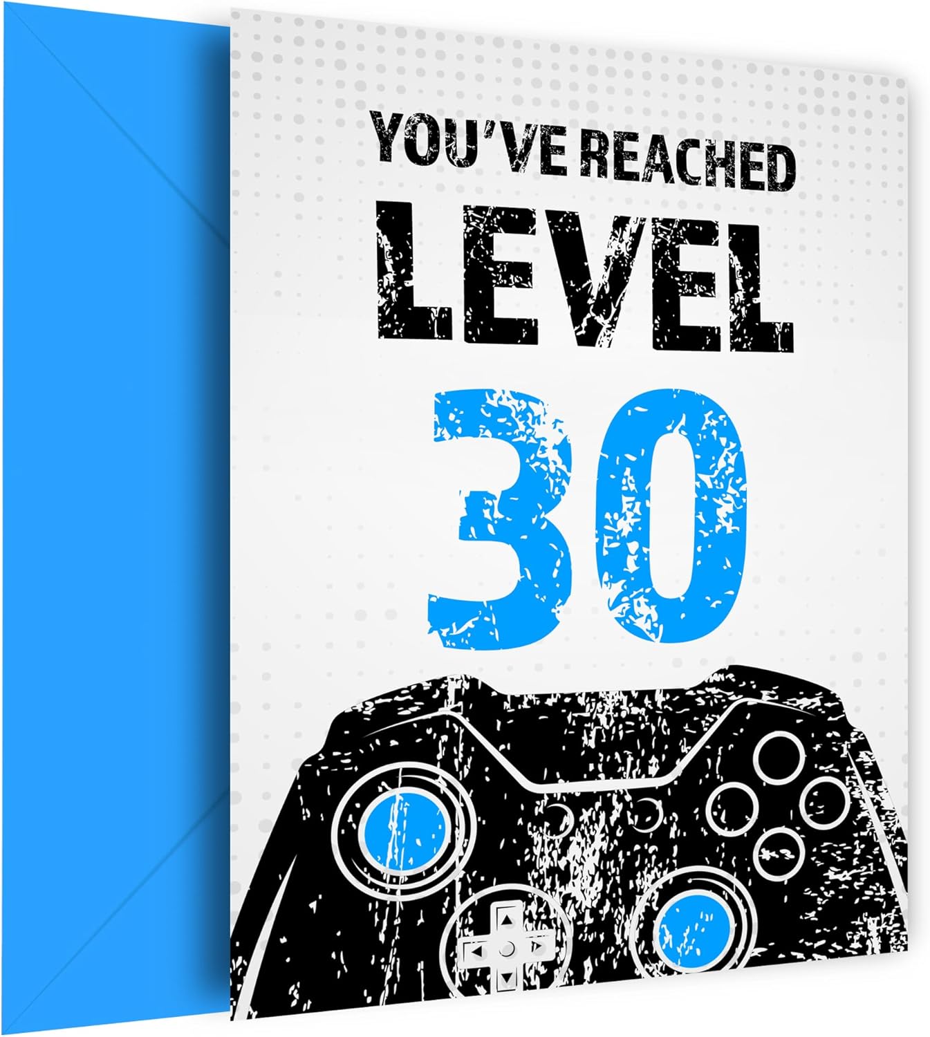 Gamer 30th Birthday Card for Men - Black & Blue Reached Level 30 Bday ...