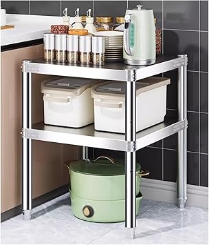 Adjustable Stainless Steel Storage Organizer, Vertical Shelving Unit ...