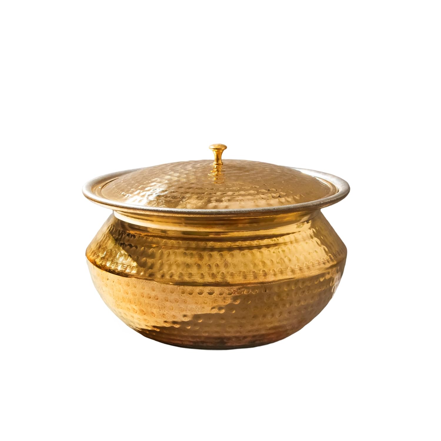 Buy Healthsmith - Handcrafted Round Base Brass Handi/Patila with Lid ...