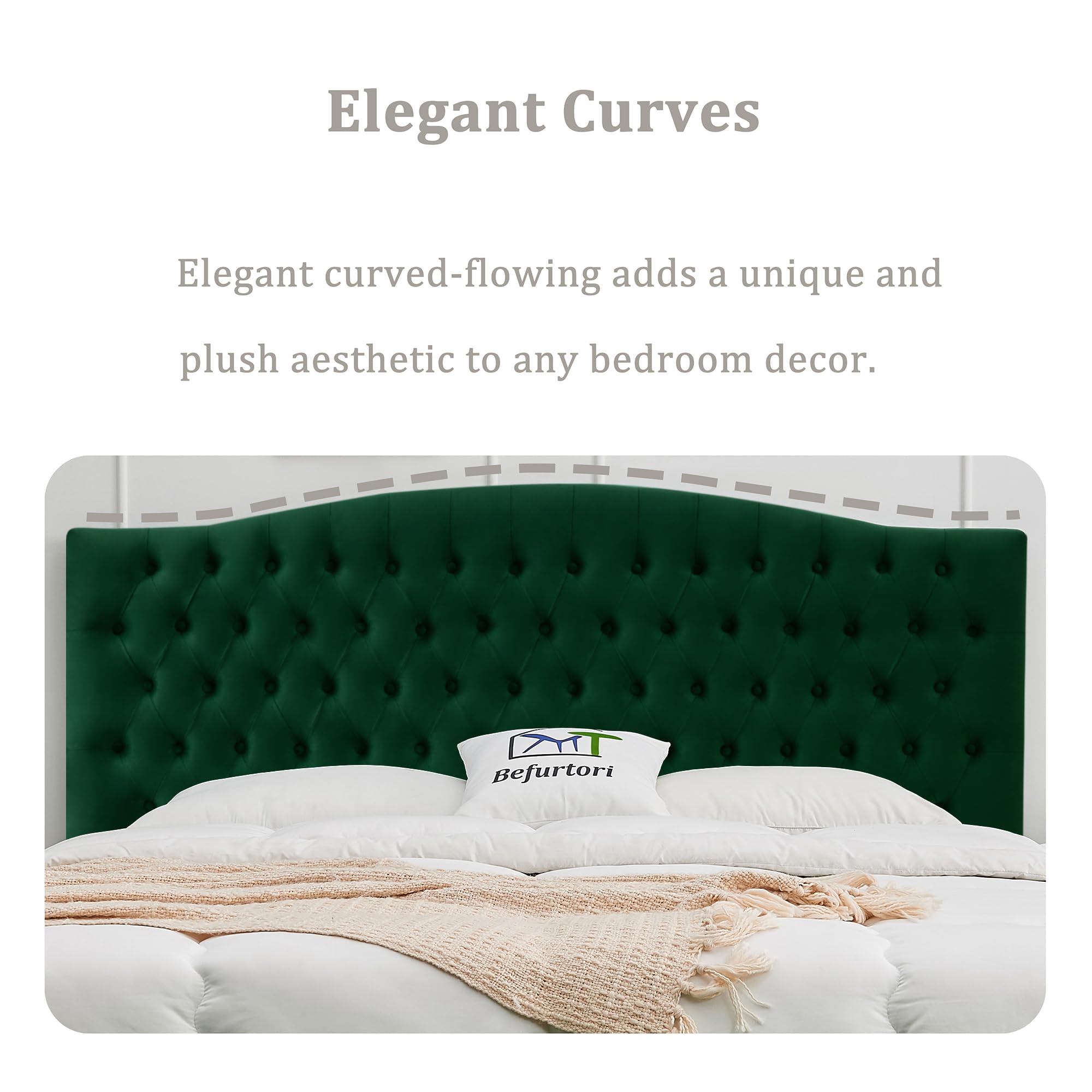 Velvet Upholstered King/Cal King Headboard, Tufted Button Headboard for ...