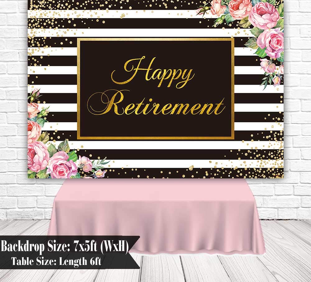 Buy Funnytree 7x5ft Happy Retirement Party Backdrop Black and White ...