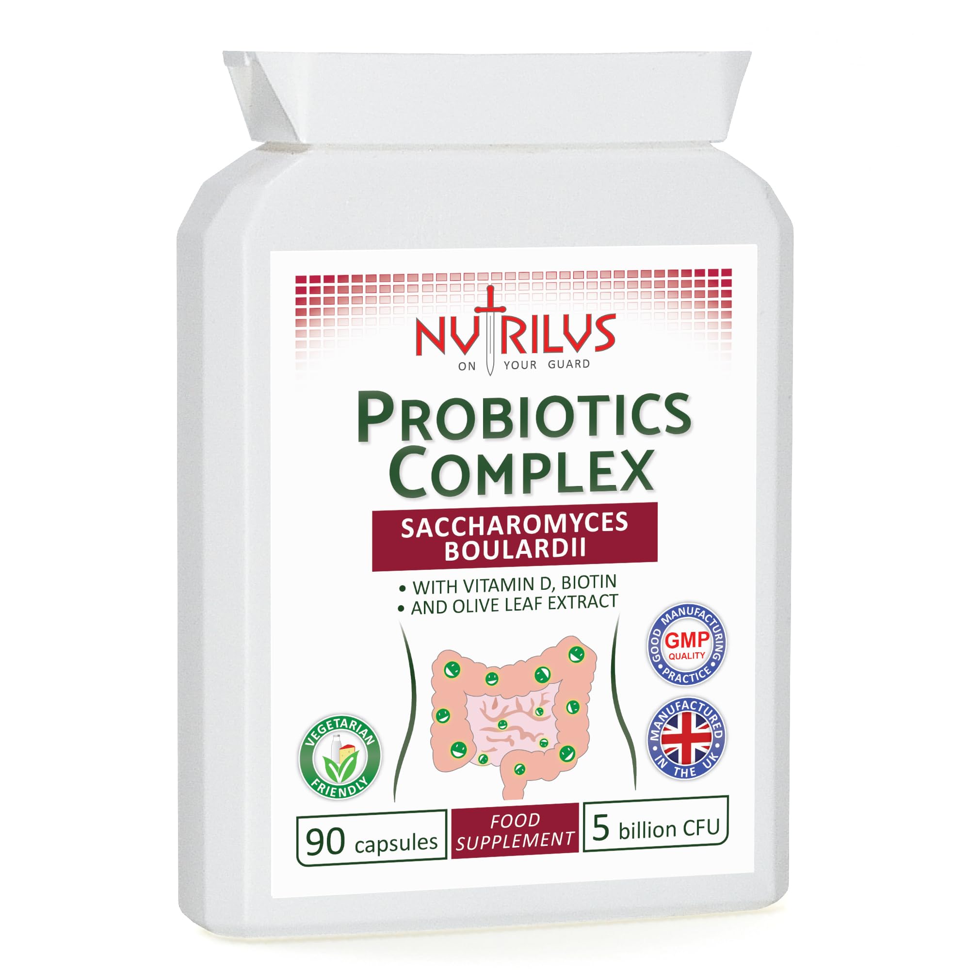 Probiotics Complex Saccharomyces Boulardii 90 Capsules 5 Billion CFU ...